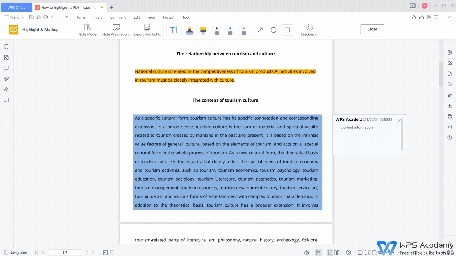 How to highlight the content of a PDF file | WPS Office Academy