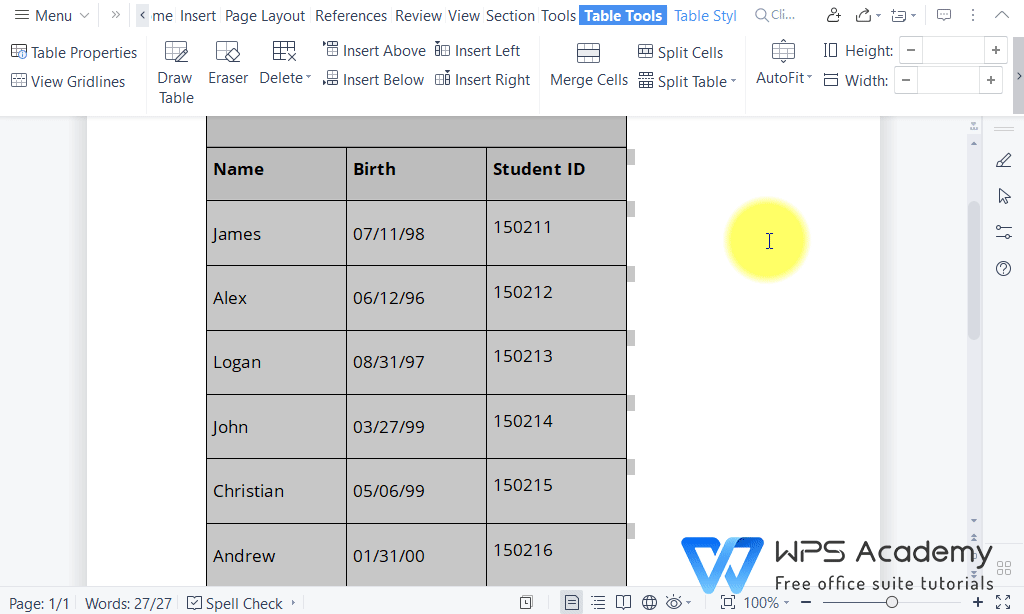 Resize Width Of Columns And Rows In A Table WPS Office Academy