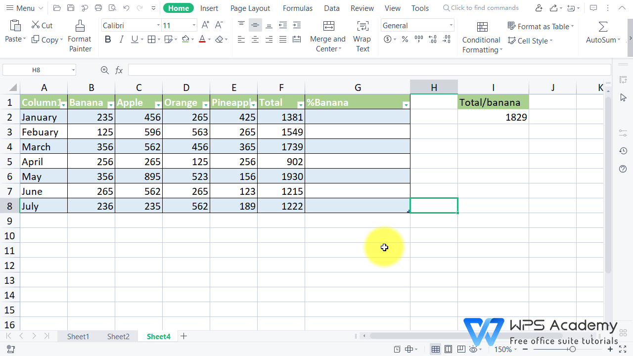 Create formula with structured references in WPS Office Excel | WPS Office Quick Tutorials Online