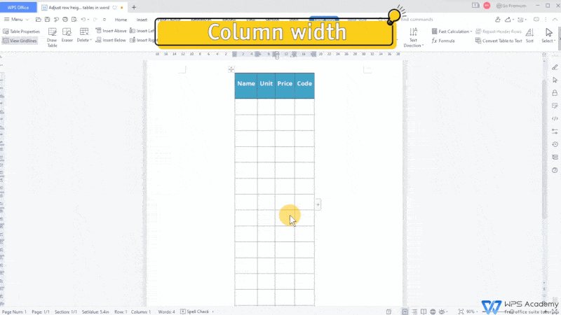 Adjust Row Height And Column Width Of Tables In Word WPS Office Academy