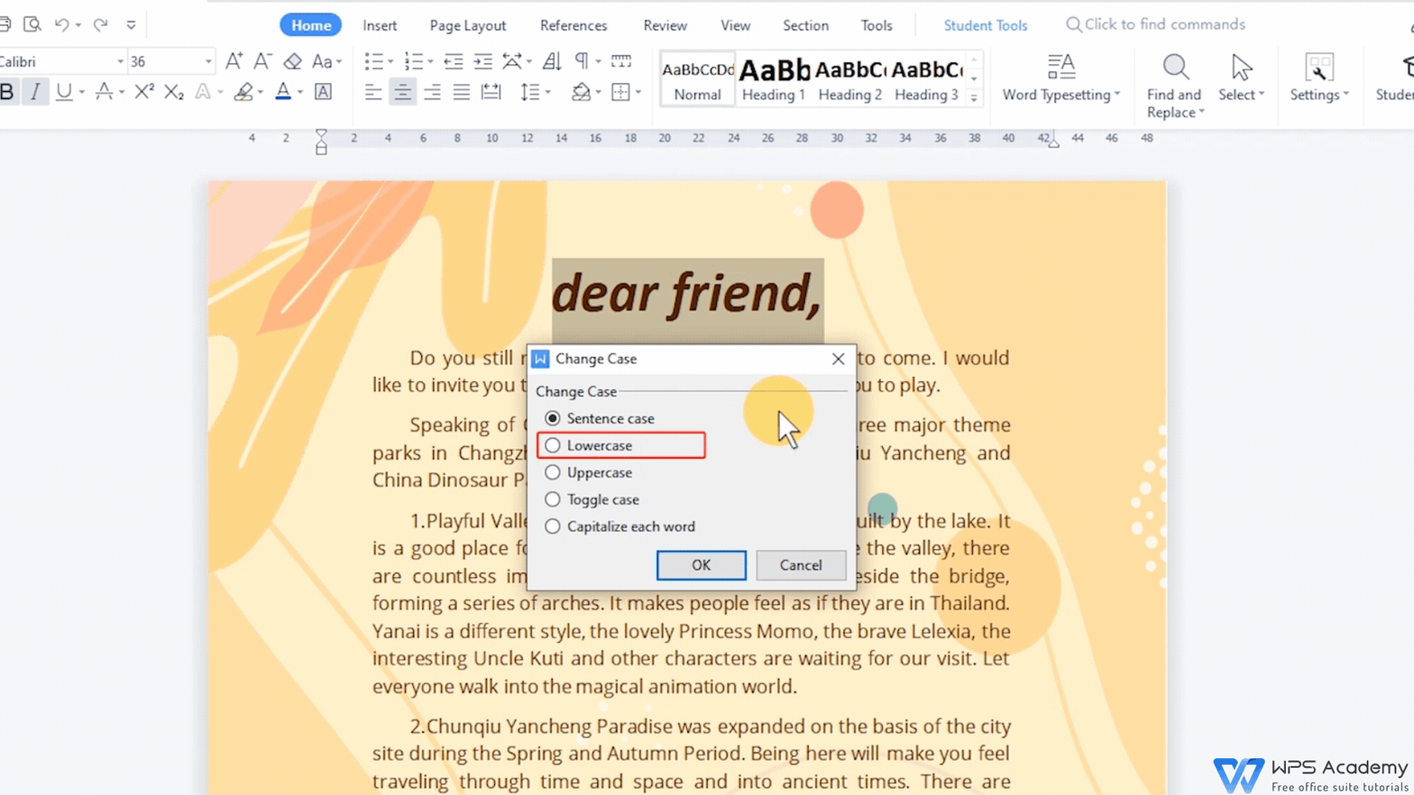 How to change case, enclose characters, and apply character border | WPS Office Academy