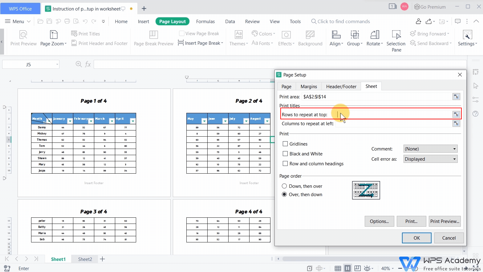 Instructions Of Page Setup In Worksheet WPS Office Academy