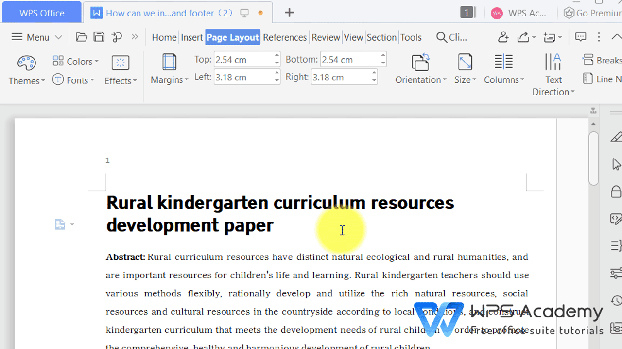 How to insert a header and footer in a document | WPS Office Academy