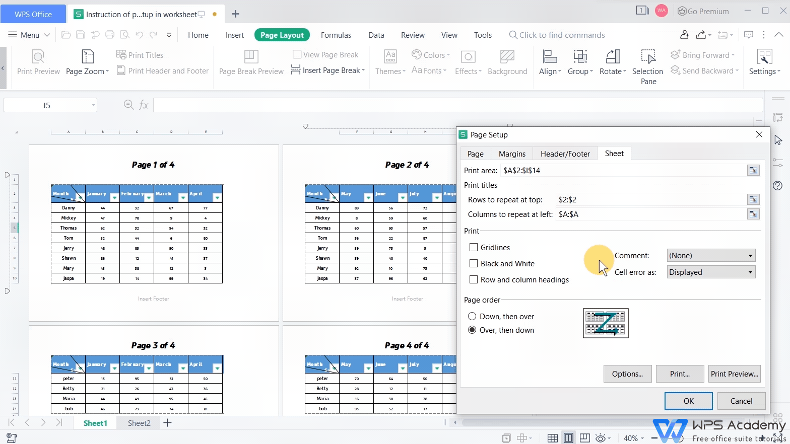 Instructions Of Page Setup In Worksheet WPS Office Academy