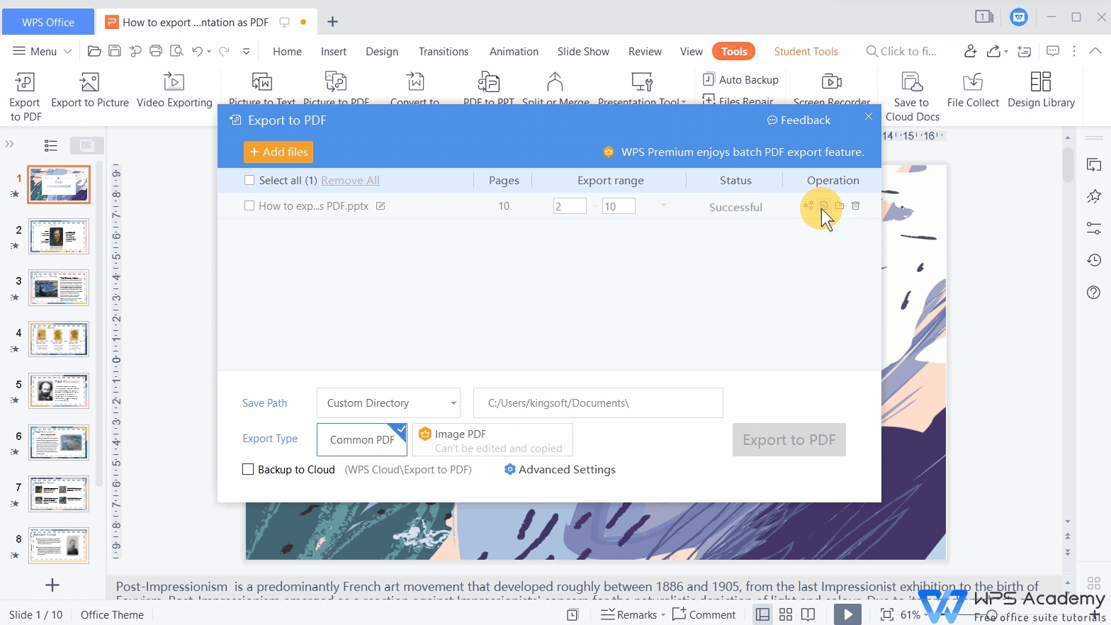 How to export Presentation as PDF | WPS Office Academy