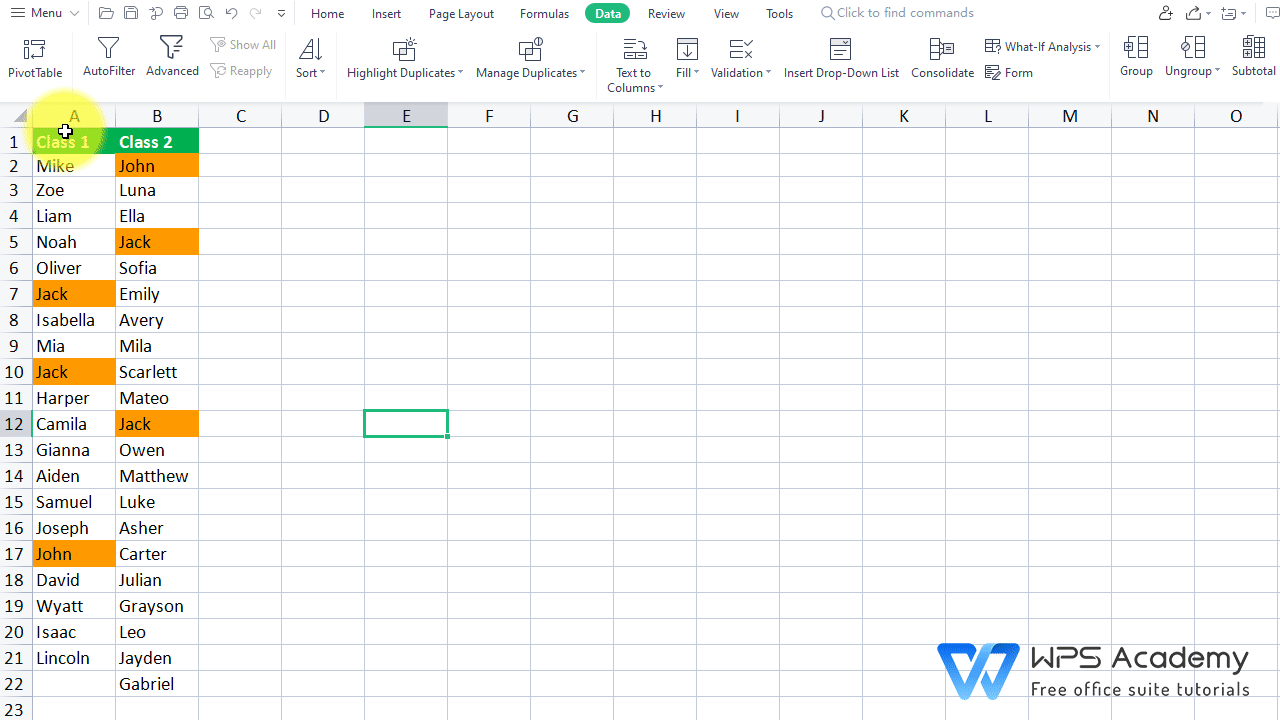 How To Highlight And Compare Duplicates In Two Columns In Excel WPS