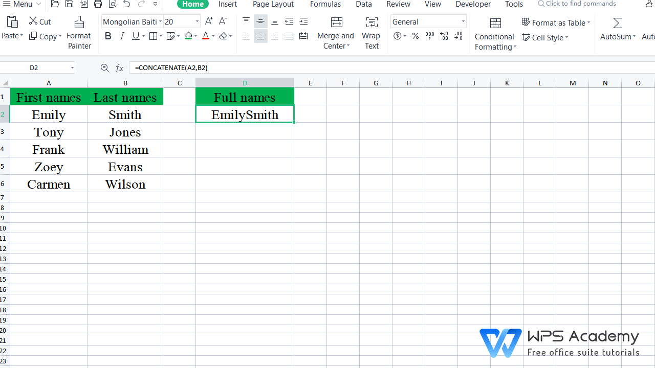 Easy Steps To Combine Names In WPS Office Excel WPS Office Academy