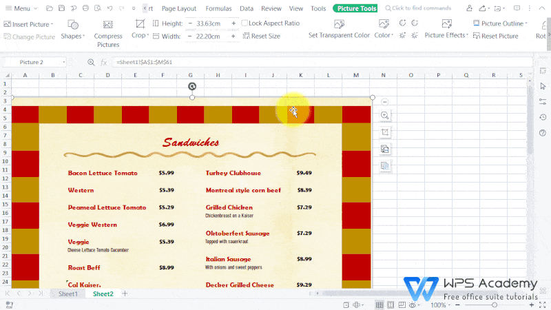 Menu Template Excel Restaurant Menu Engineering Excel Spreadsheet