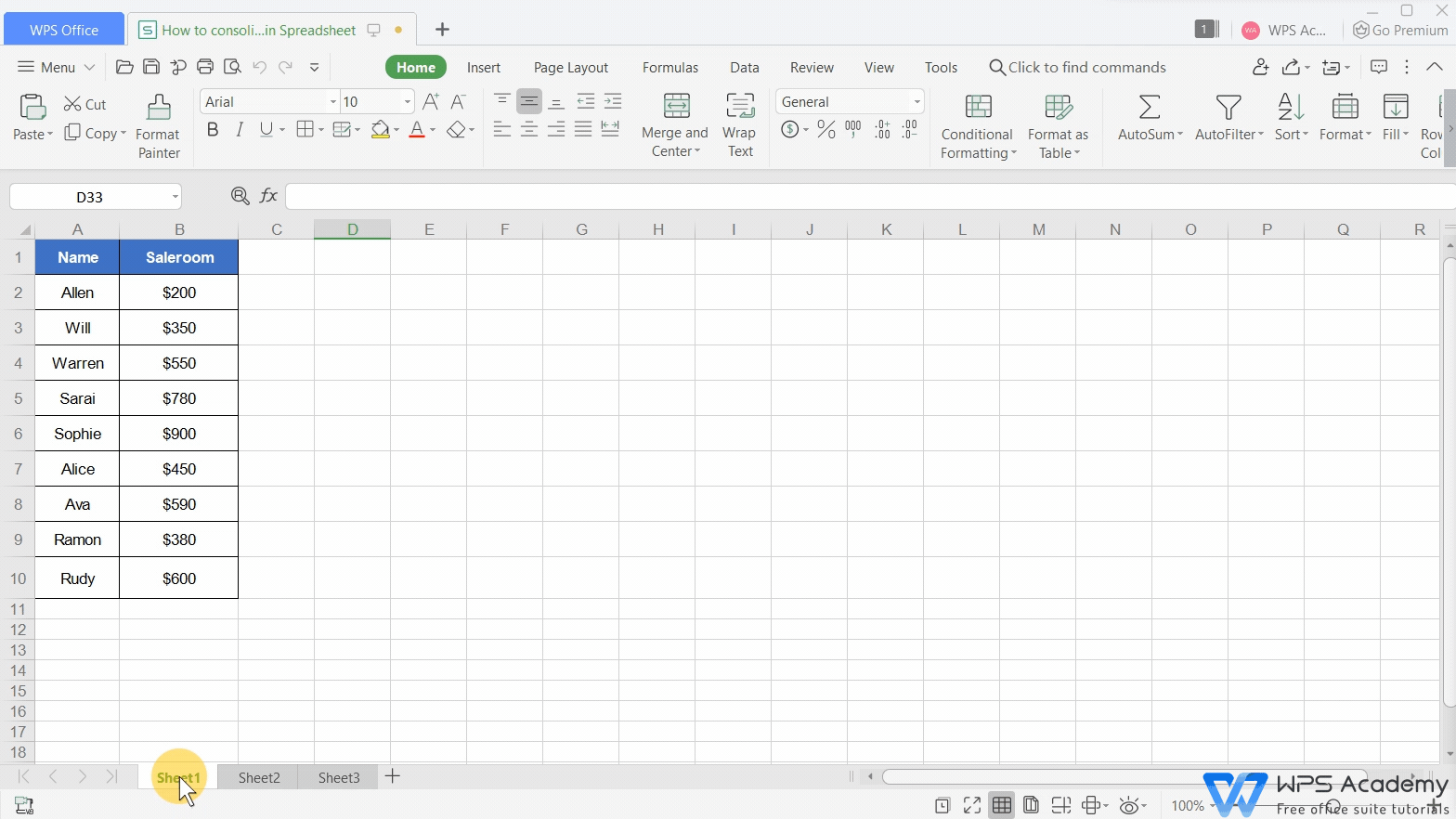 How to consolidate data in WPS Spreadsheet | WPS Academy Free Office ...