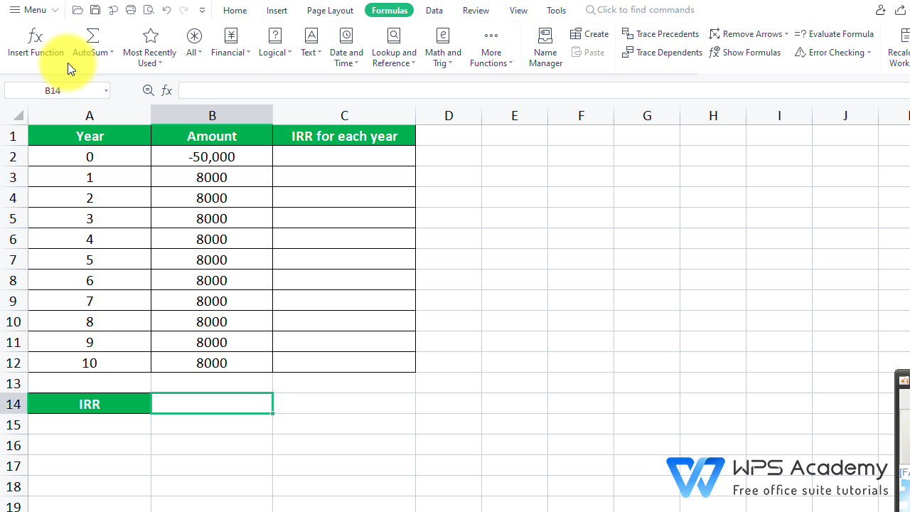 IRR Function in EXCEL | WPS Office Academy