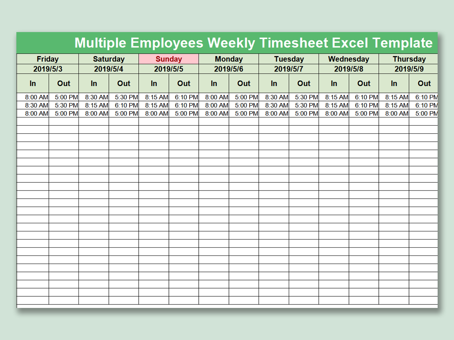 Free Time Card Template Excel For Project Managers WPS Office Academy