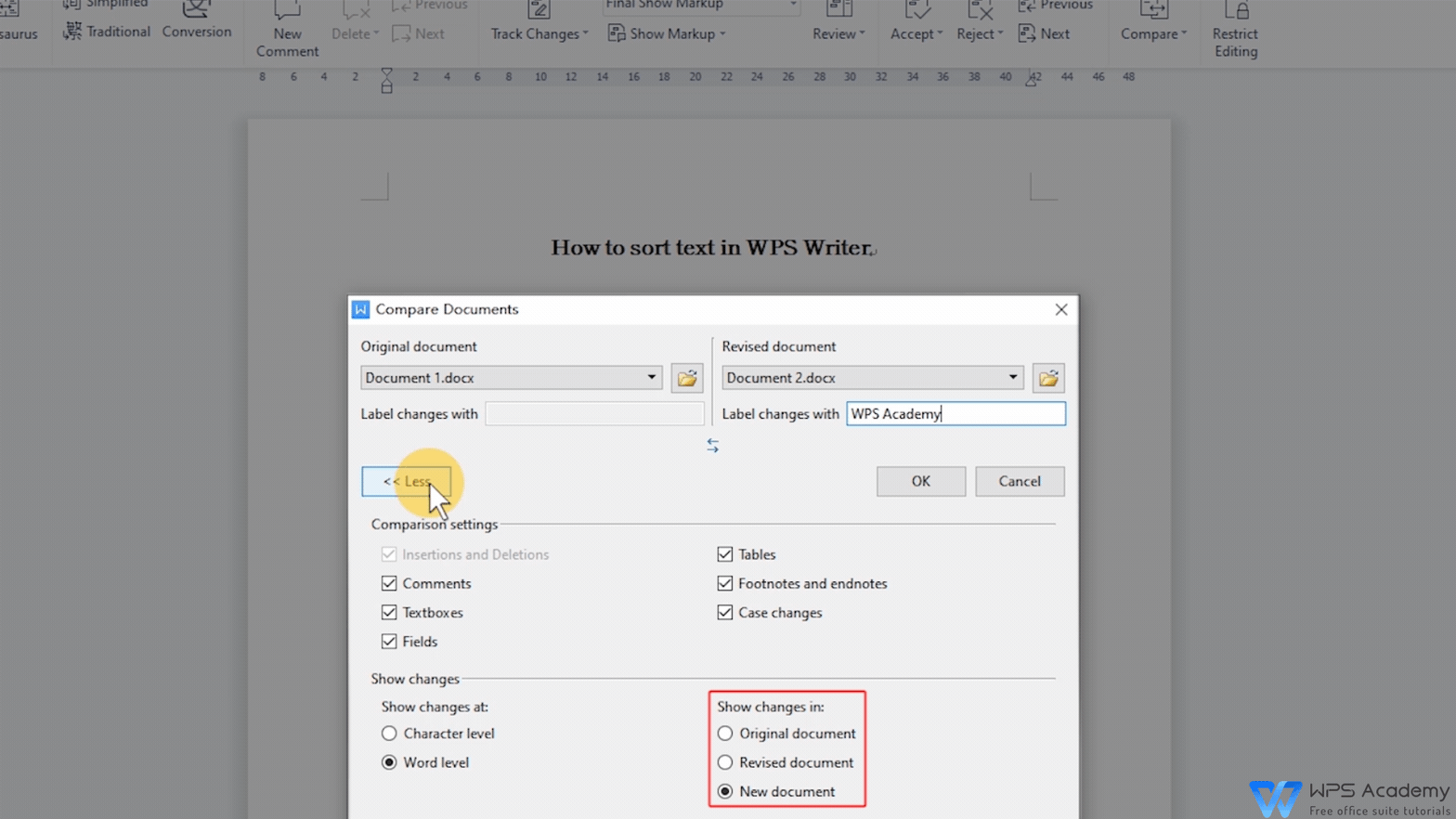 How to use the document comparison function | WPS Office Academy