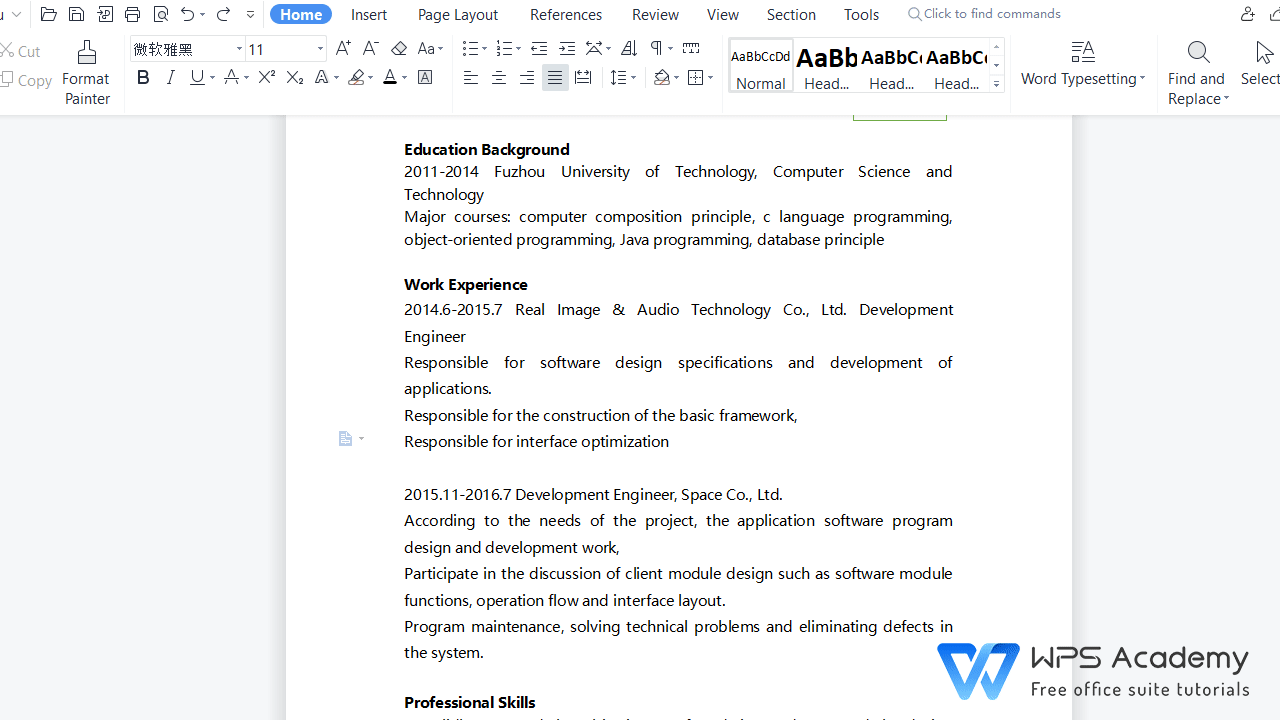 How To Format A Resume In Word WPS Office Academy