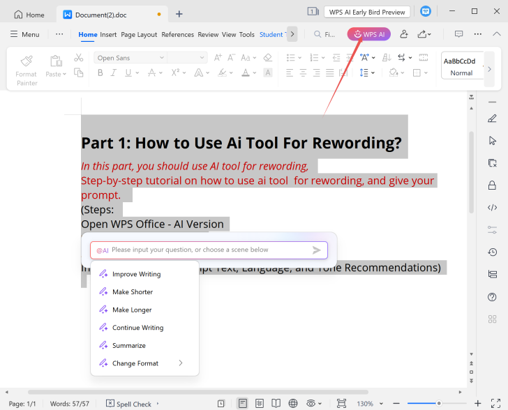 How to Use an AI Tool for Rewording (With Prompt) | WPS Office Blog