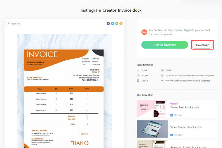 Best 10 Free and Editable Word Invoice Templates in 2023 | WPS Office Blog