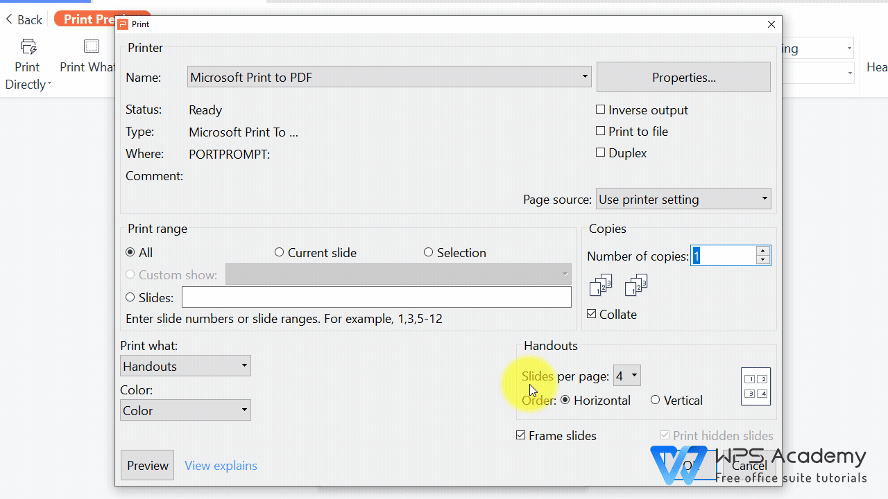 How To Convert Ppt To Pdf With Multiple Slides Per Page In WPS Office 
