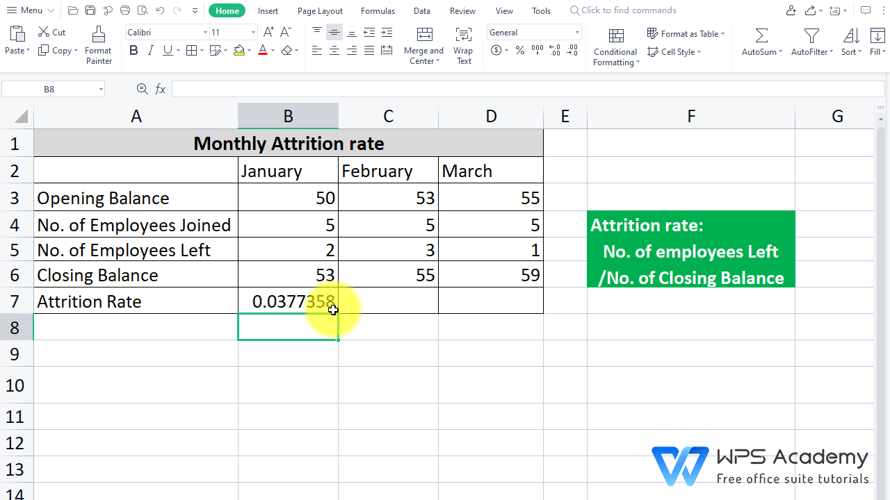 How To Calculate Attrition In Excel WPS Office Academy