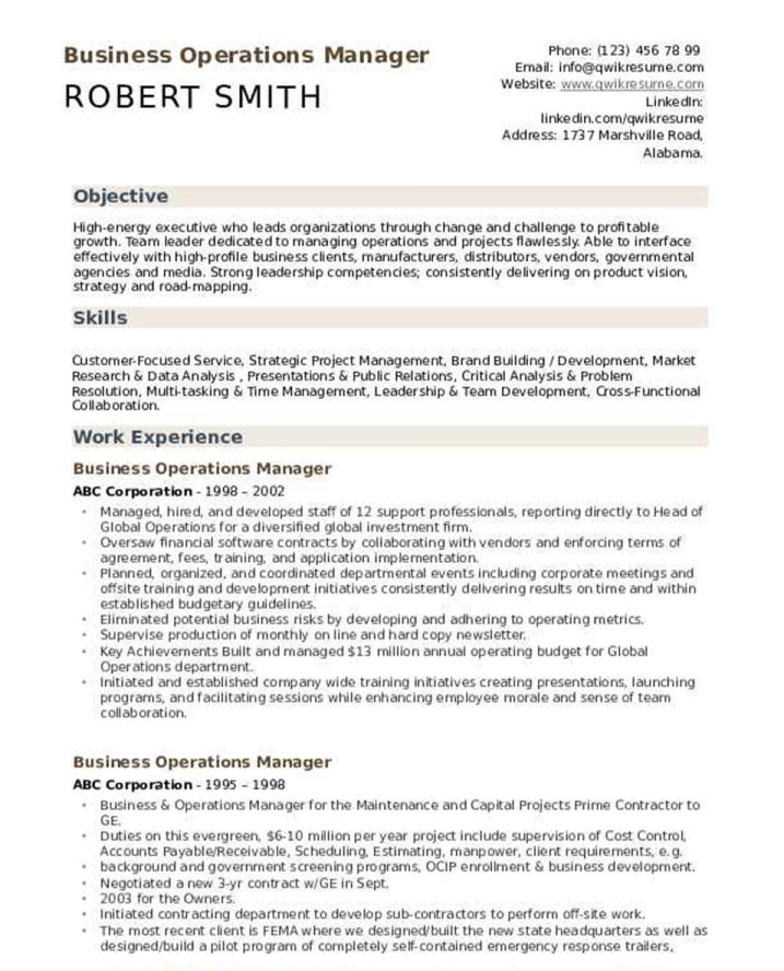 Top Best Operations Manager Resume Template PDF WPS PDF Blog