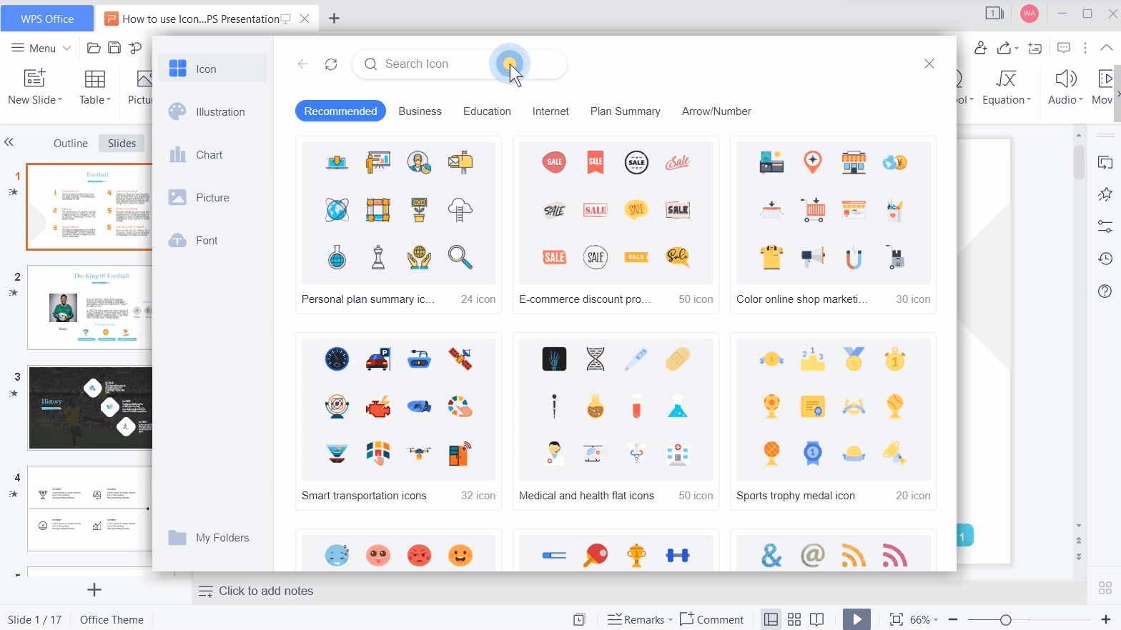 How to use Icon Library in WPS Presentation | WPS Academy Free Office ...