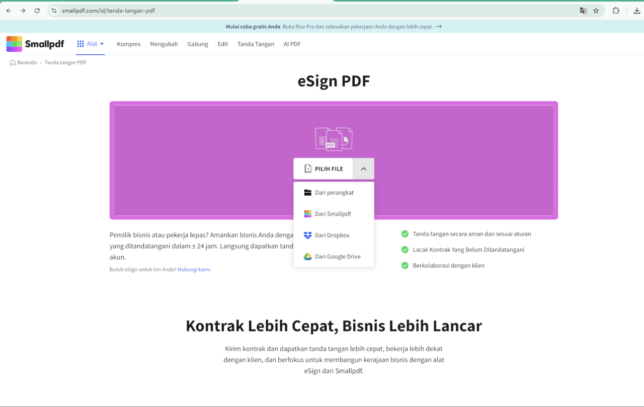 Cara Menandatangani PDF dengan Smallpdf eSign
