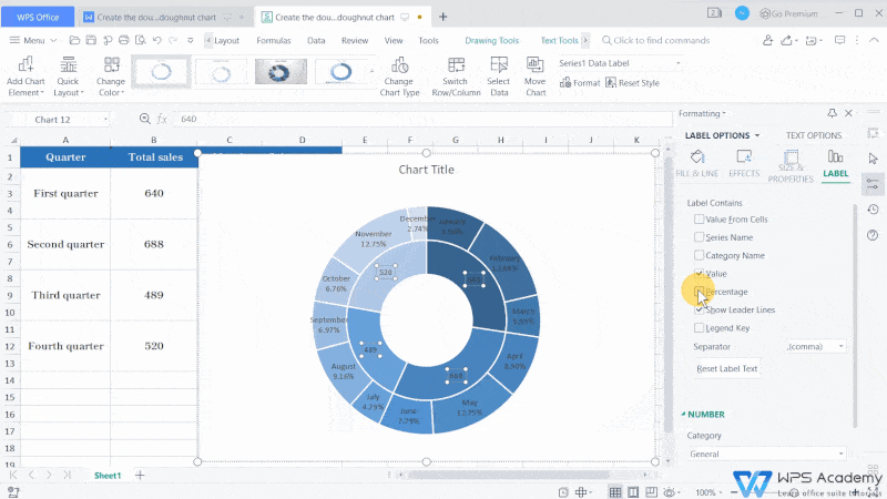 How To Make Double Donut Chart In Excel