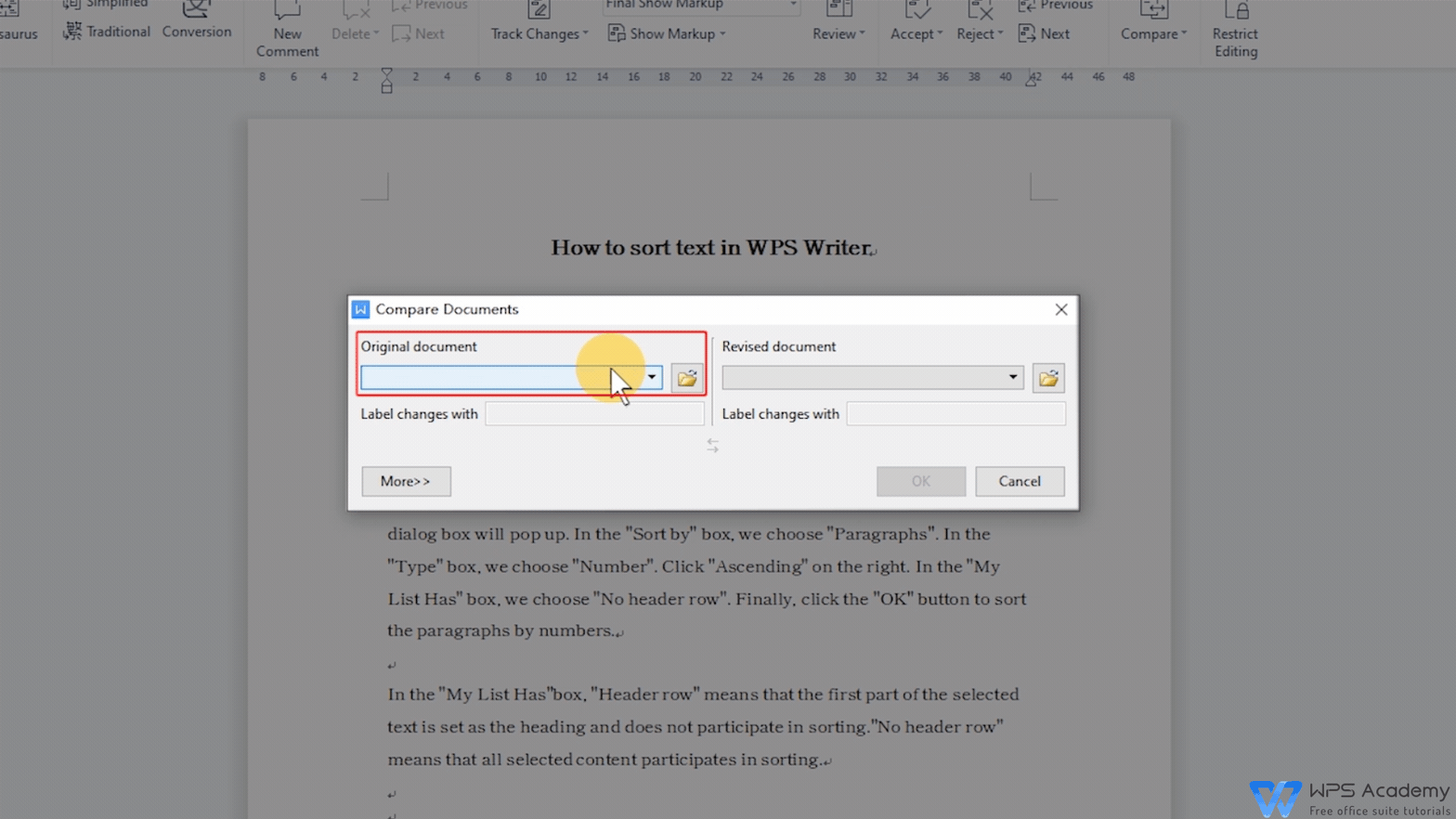 How to use the document comparison function | WPS Office Academy
