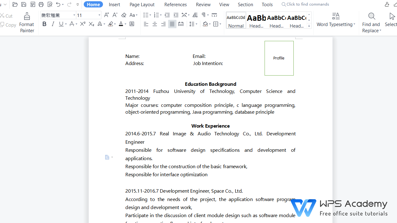 How To Format A Resume In Word WPS Office Academy