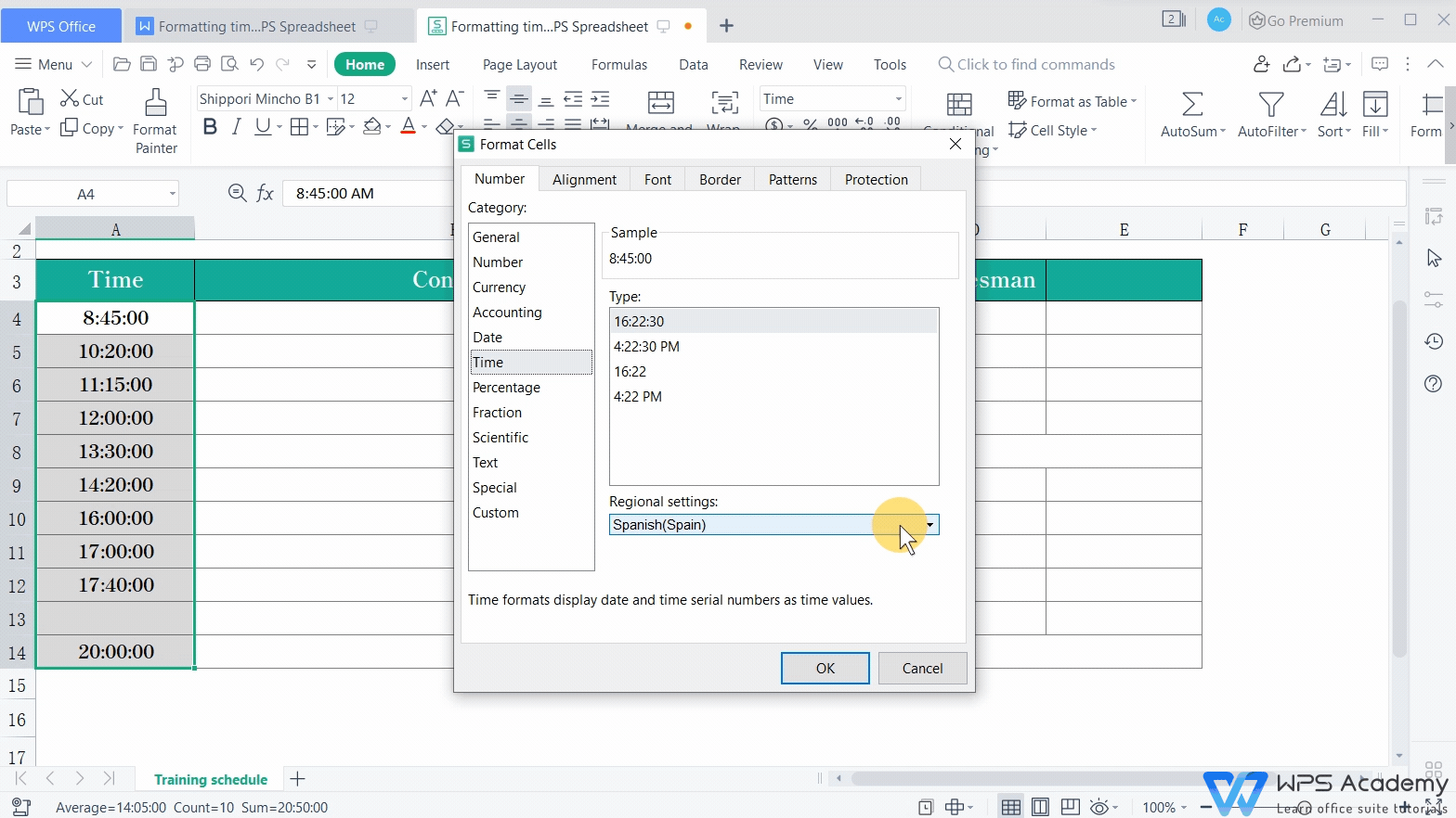 Formatting Time In WPS Spreadsheet WPS Office Academy