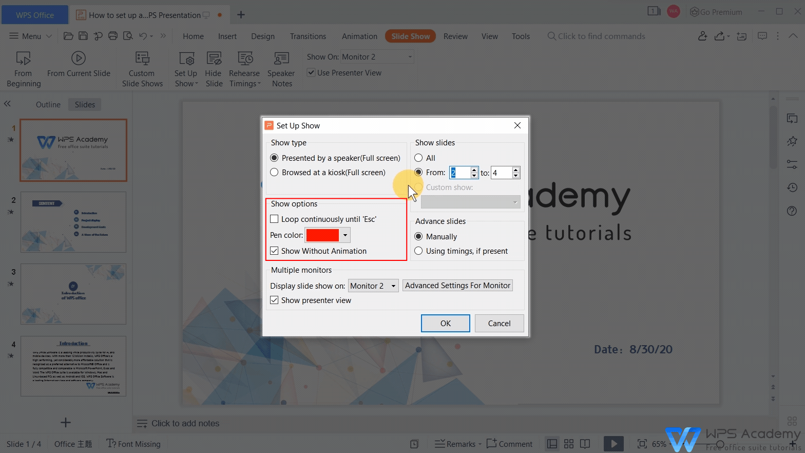 How to set up a slideshow in WPS Presentation | WPS Academy Free Office ...