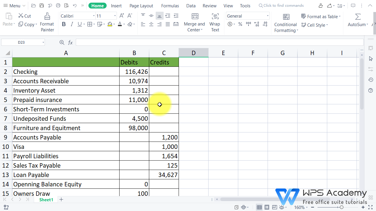 How To Combine Debit And Credit Columns In WPS Office Excel WPS 