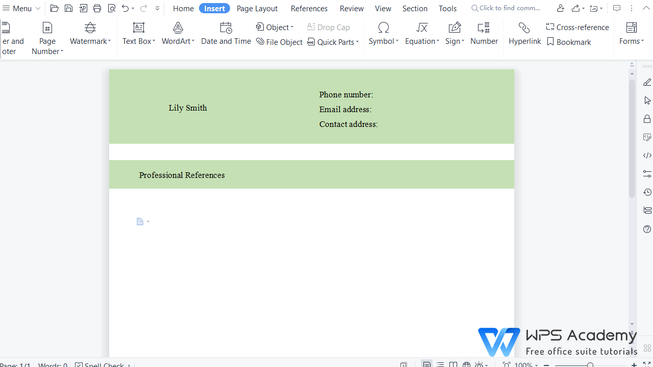 How To Make A Reference Page For A Resume In WPS Office Word WPS 