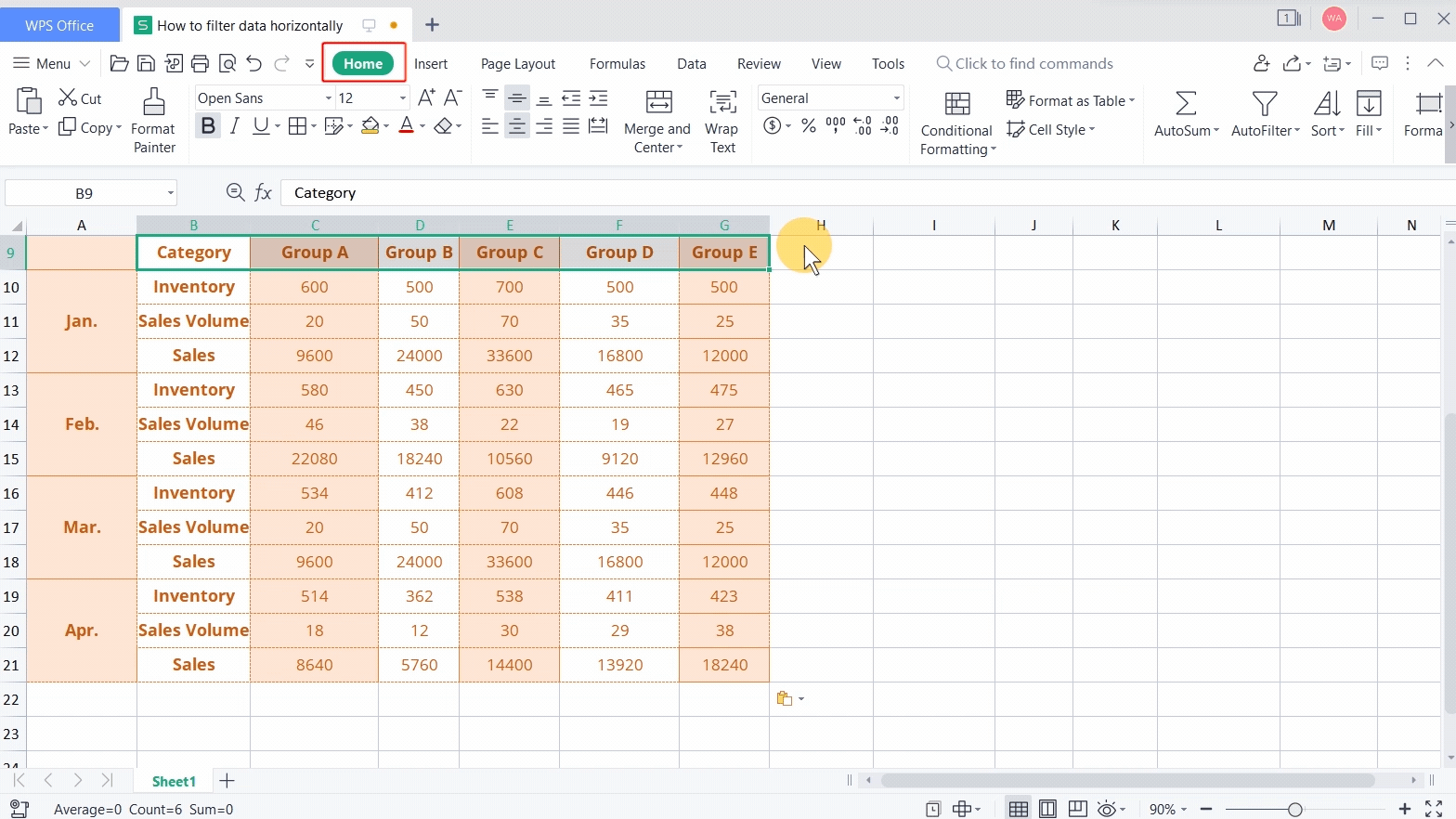 How To Filter Data Horizontally WPS Office Academy