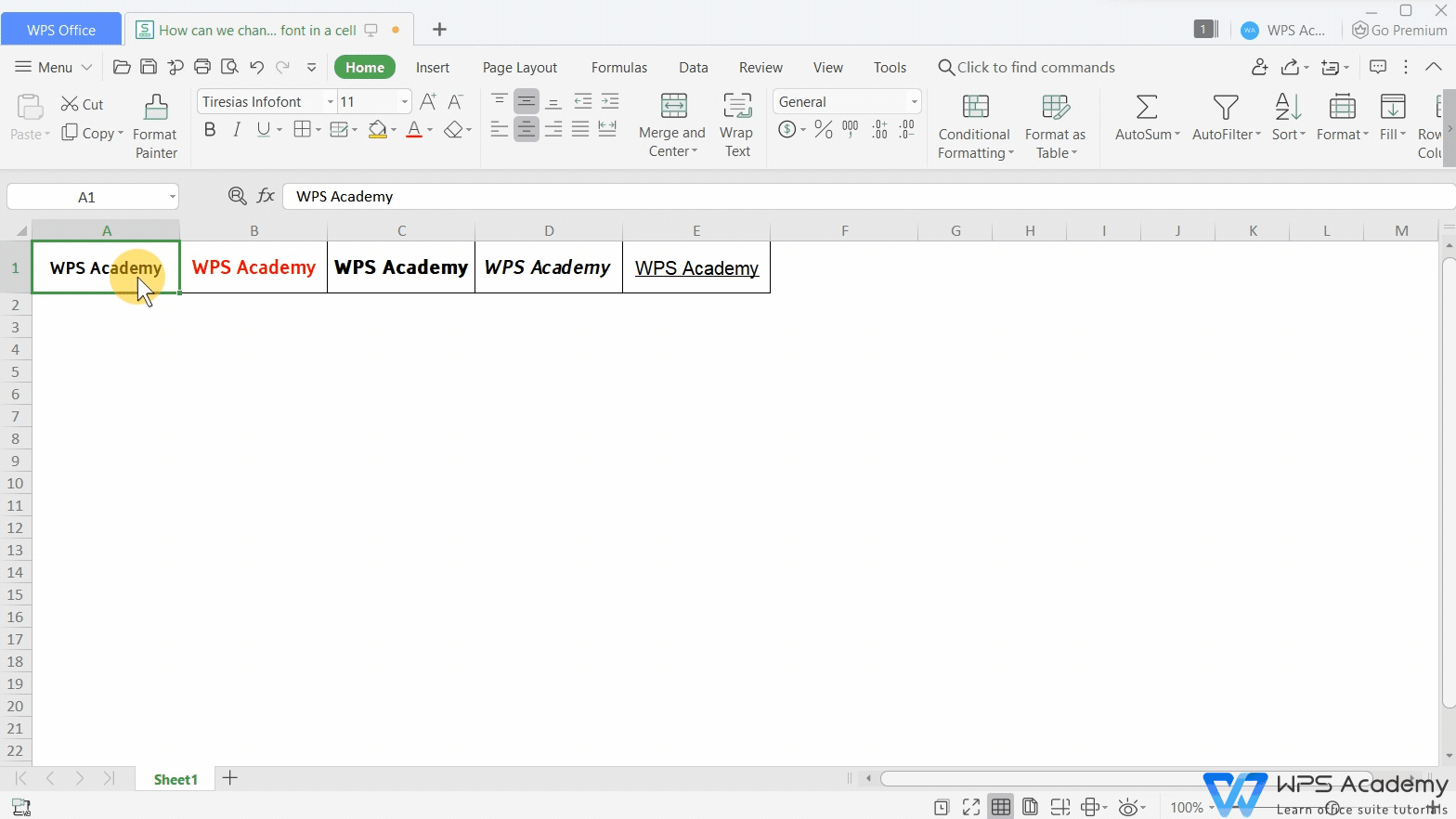 How Can We Change The Font In A Cell WPS Academy Free Office Courses