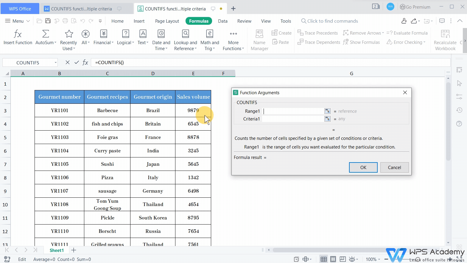 COUNTIFS function: count data of multiple criteria | WPS Office Academy