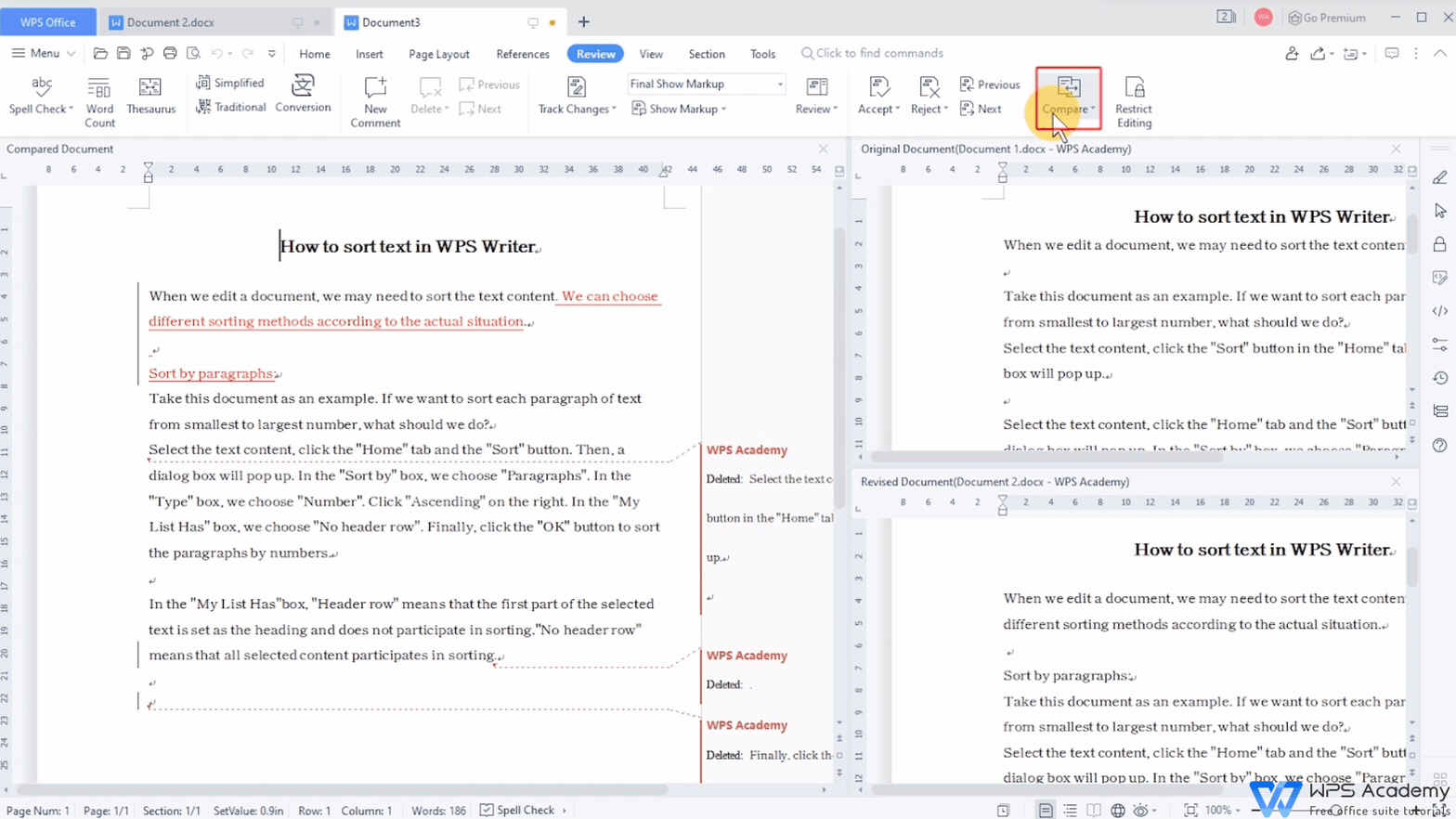 How to use the document comparison function | WPS Office Academy