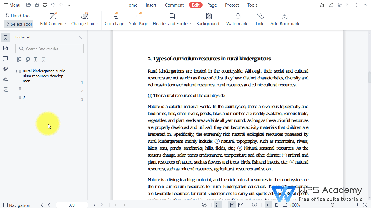 How to use PDF editor to Add Bookmark in WPS Office | WPS Office Academy