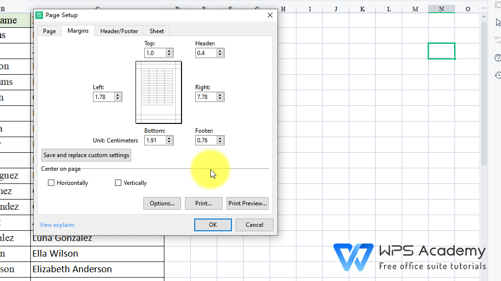 Set Page And Margin At Page Setup In Excel WPS Office Academy
