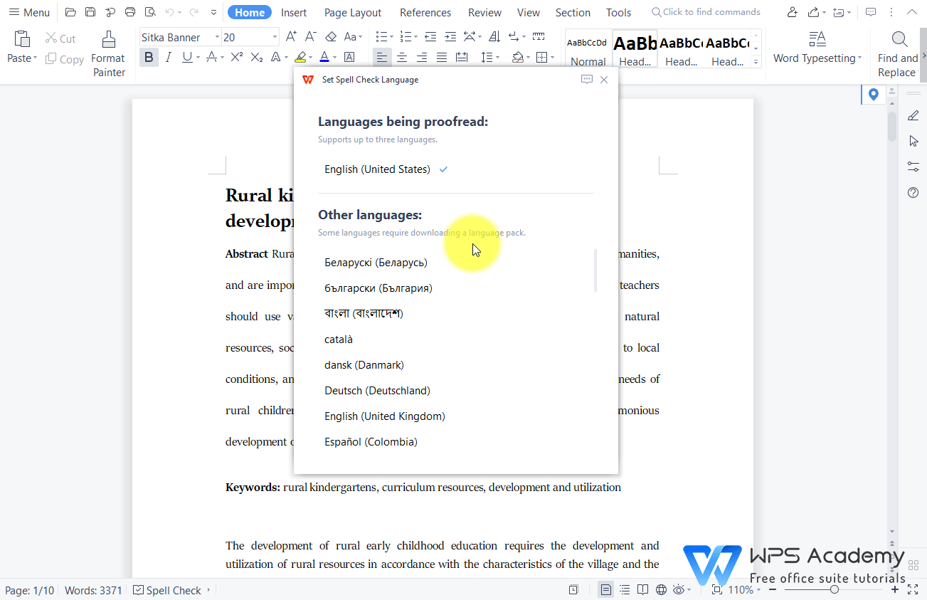 How to set language as proofread in Word？ | WPS Office Academy