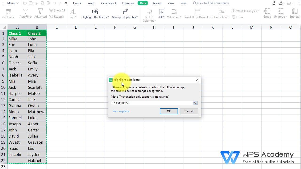 How To Highlight And Compare Duplicates In Two Columns In Excel WPS