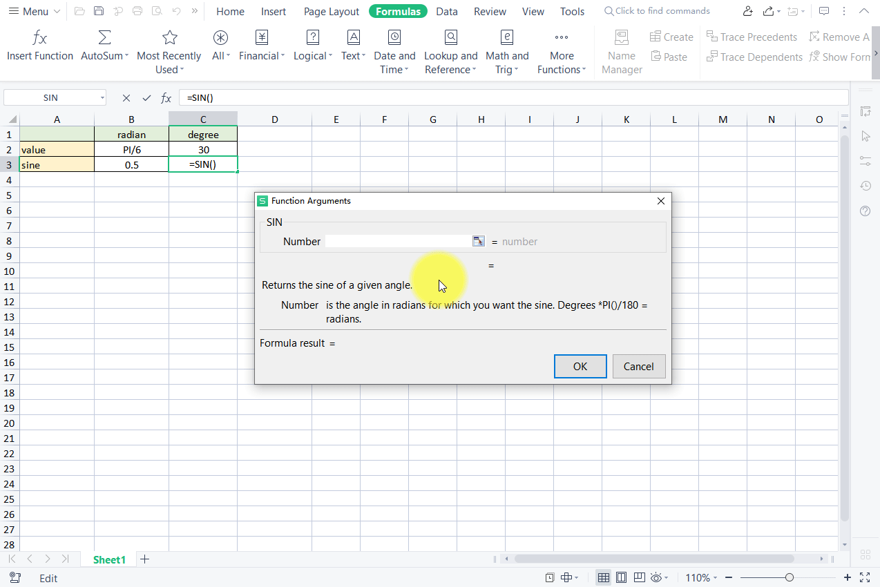 The SIN Function In Excel WPS Office Academy