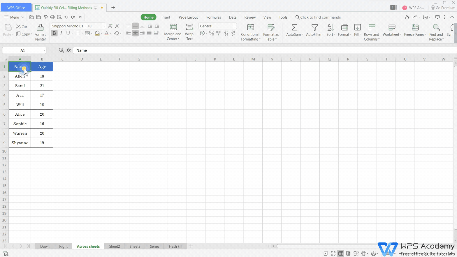 Quickly fill cells with multiple methods | WPS Academy Free Office Courses