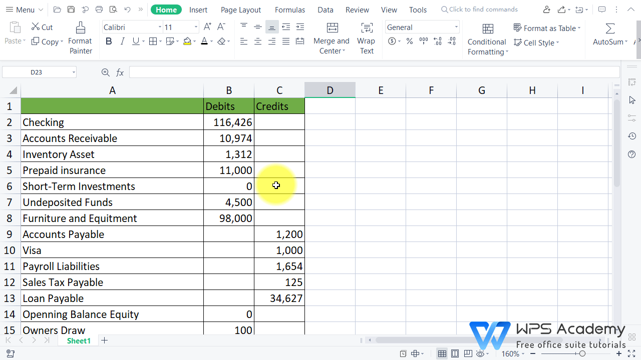 How To Combine Debit And Credit Columns In WPS Office Excel WPS 