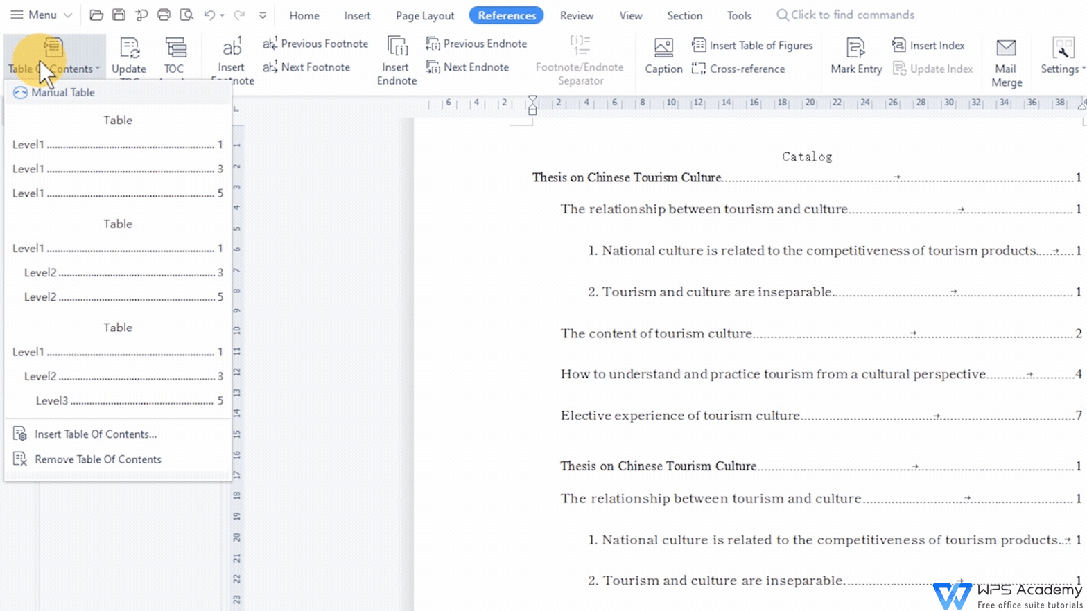 How To Insert A Table Of Contents In Word WPS Office Academy