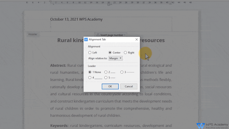 Header And Footer Insert Alignment Tabs For Alignment WPS Office Academy