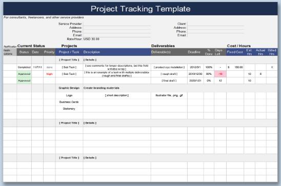 Project Tracker Excel Template
