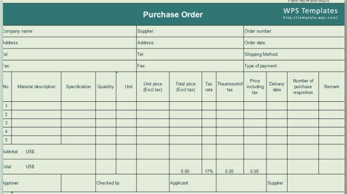 purchase order excel template free download | WPS Office Academy
