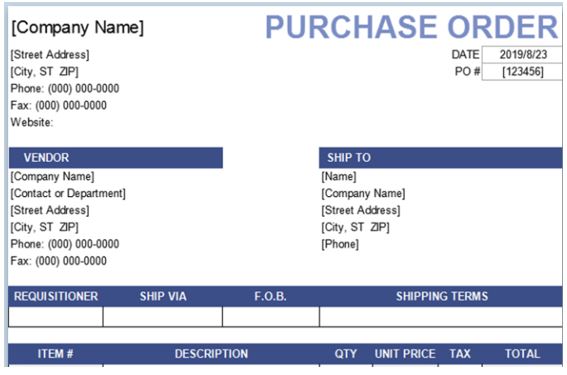 Microsoft Office Purchase Order Template