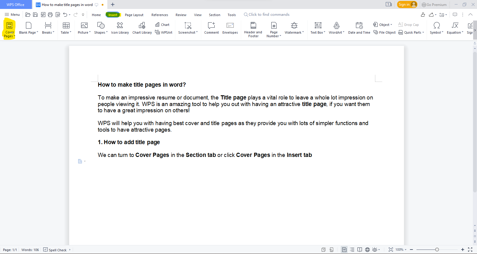 How to make title pages in word | WPS Office Academy