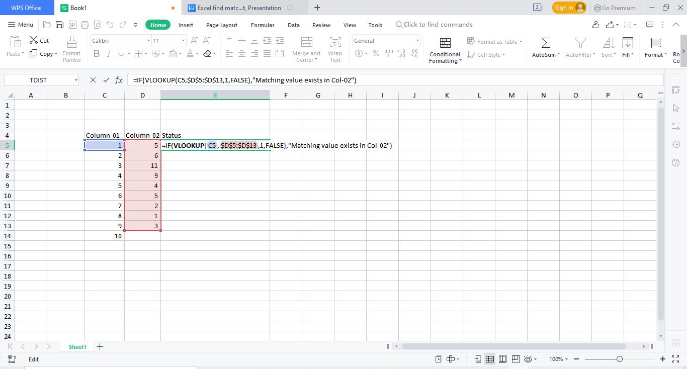 How to find matching values in two columns in Excel | WPS Office Academy