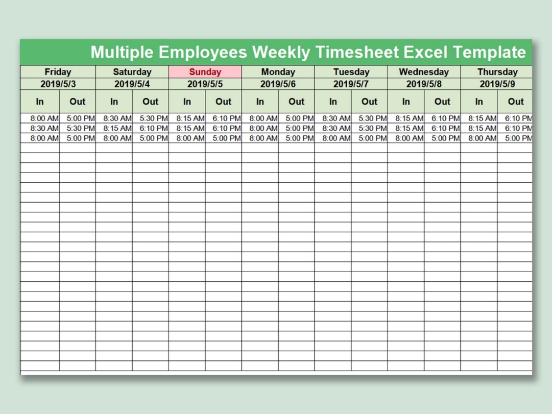 Excel Work Schedule Template Weekly
